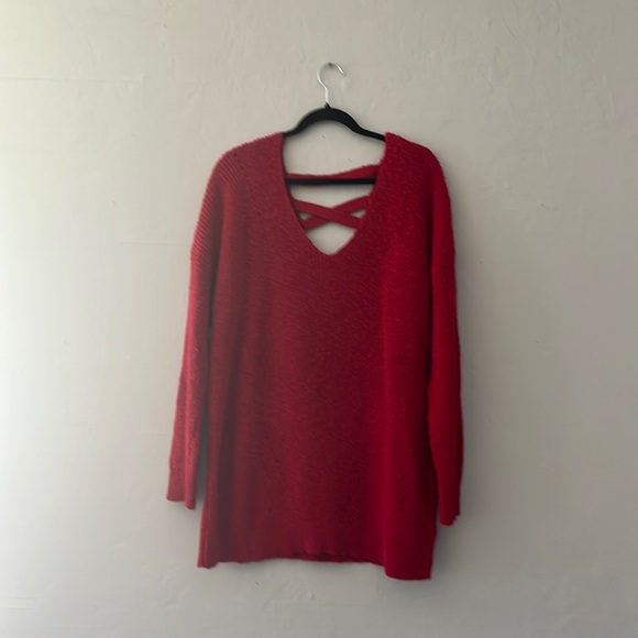 torrid | Sweaters | Plus Size Torrid Red Sweater With Cross Back Design ...